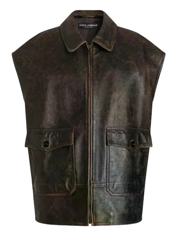 Dolce & Gabbana Bull-leather Vest - Brown