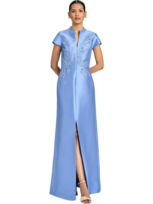 Sachin & Babi Embellished Mikado A-line Gown - Opal