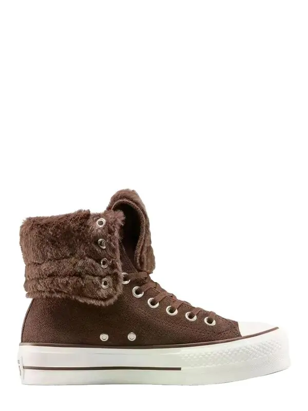 CONVERSE Chuck Taylor All Star Fold-over Lift Platform Xhi Faux Fur Sneakers - Brown
