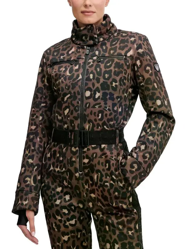 EA7 Leopard-print Belted Ski Suit - Brown