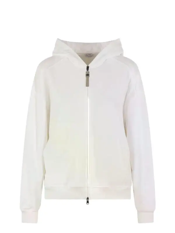 Brunello Cucinelli Zip-up Cotton Hoodie - White