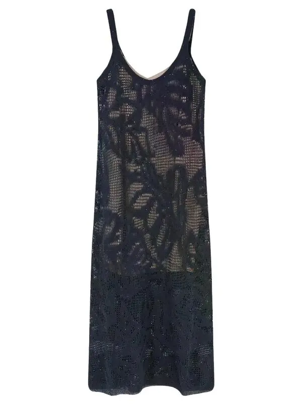 Brunello Cucinelli Leaf-patterned Maxi Dress - Blue