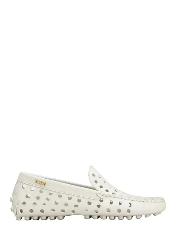 TOD'S Cutout Leather Loafers - White