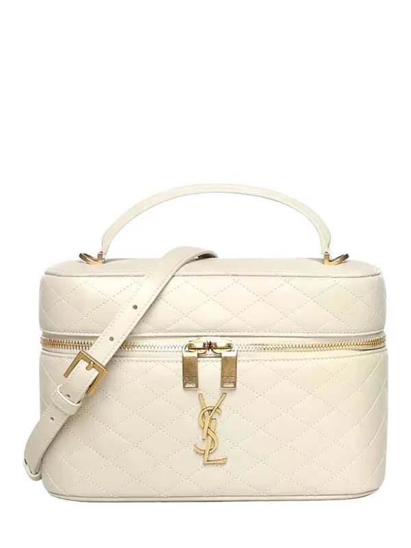 Saint Laurent Gaby Large Quilted Leather Vanity Bag - Neutrals