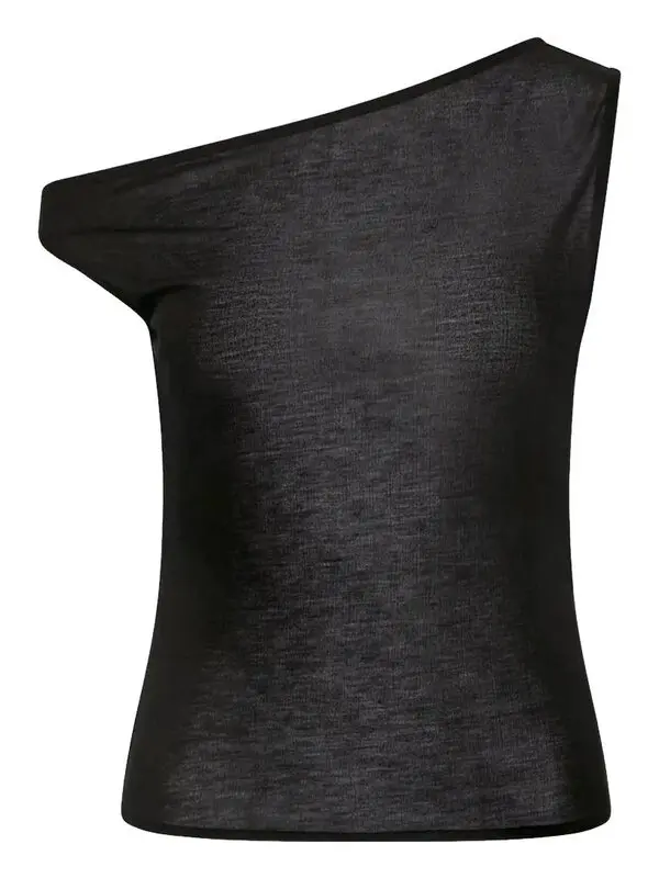 ST. AGNI Asymmetric Jersey Top - Black