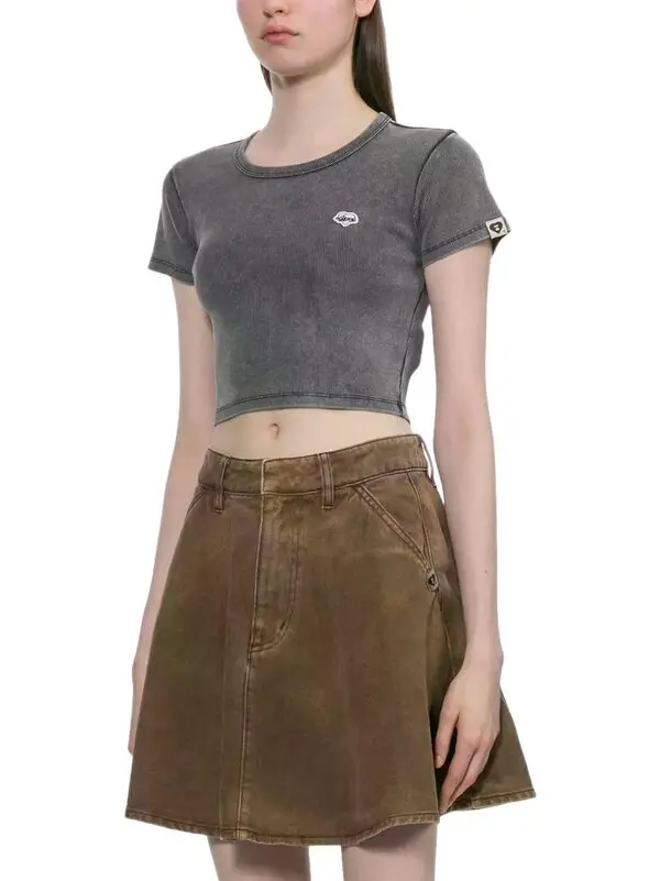 AAPE BY *A BATHING APE Logo-patched Cropped Top - Grey