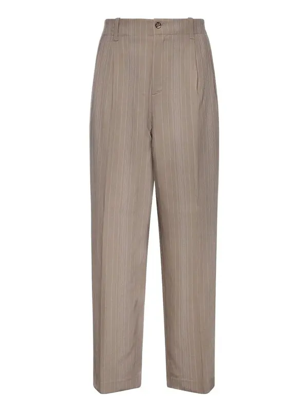 GOLDEN GOOSE Wool Blend Pinstriped Trousers - Grey
