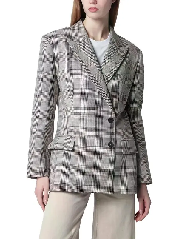 ANINE BING Aretha Plaid Blazer - Neutrals