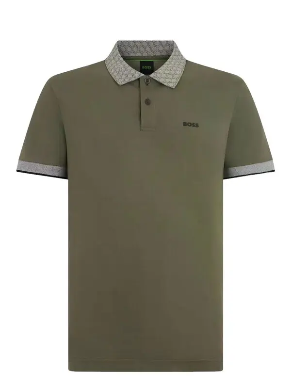 BOSS Paddy Patterned Collar Polo Shirt - Green