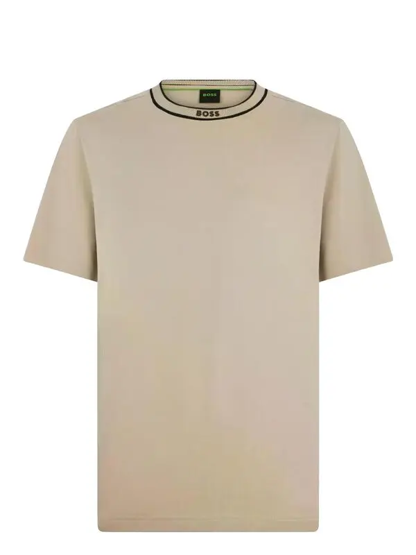 BOSS Ribbed Trim T-shirt - Neutrals