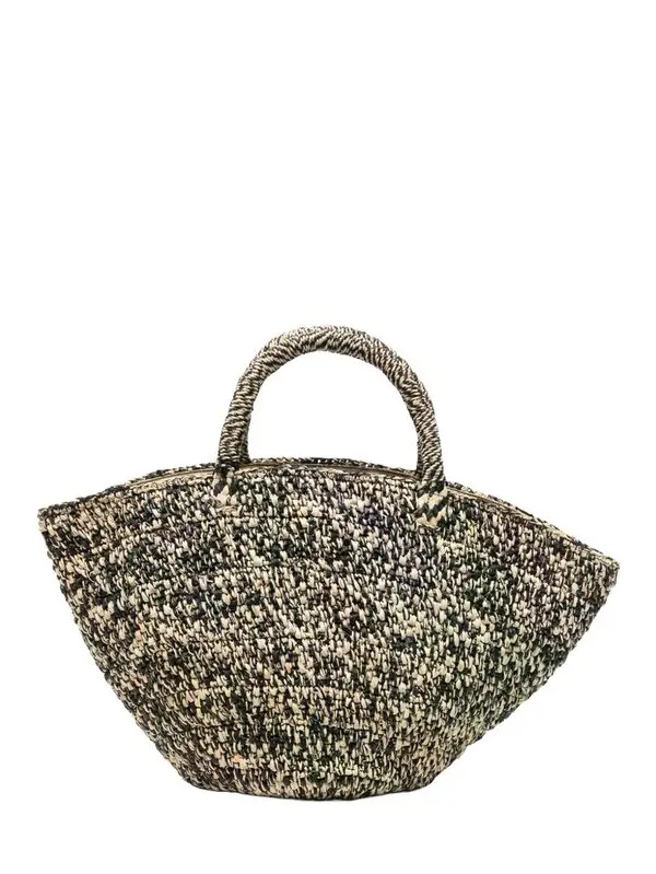 IBELIV Woven Top Handle Raffia Tote Bag - Black