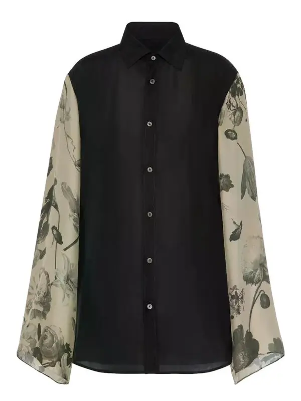 MAISON MARGIELA Floral-sleeves Shirt - Black