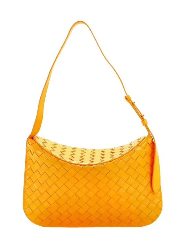 Bottega Veneta Cradle Fold-over Intrecciato Leather Shoulder Bag - Orange