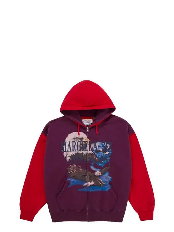Supreme Mm6 Maison Margiela Eagle Zip Up Hooded Sweatshirt - Red