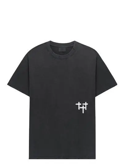 RtA Colin Oversized Short Sleeve Smoky Stars Tee Shirt - Black