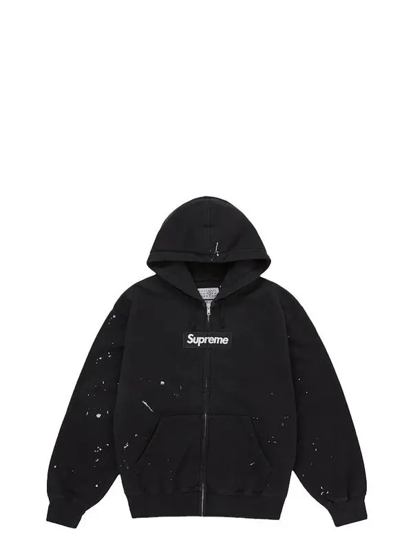 Supreme Mm6 Maison Margiela Box Logo Zip Up Hoodie - Black