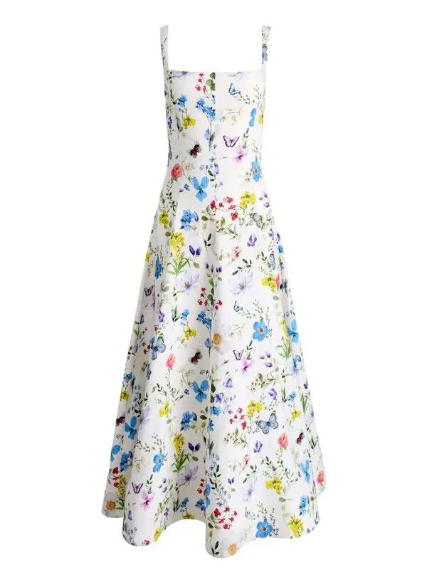 Alice + Olivia Polly Printed Long Dress - White
