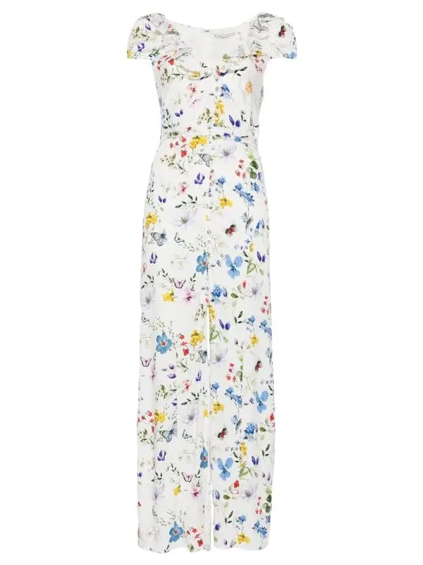 Alice + Olivia Tara Printed Long Dress - White