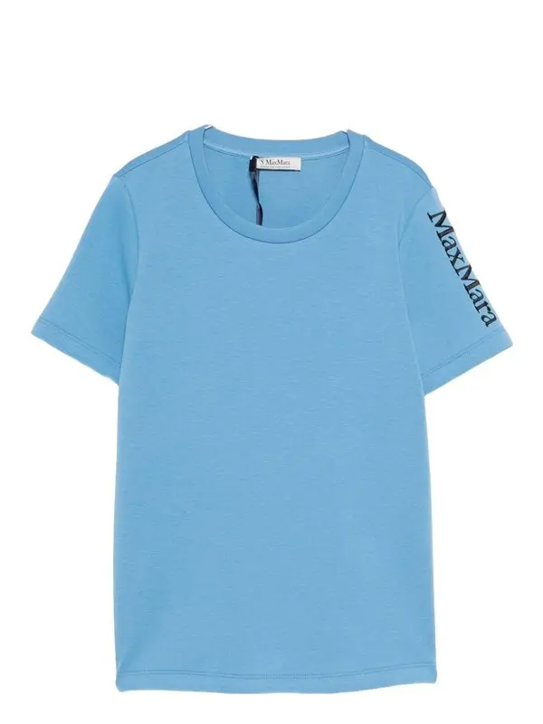 Max Mara Logo Cotton T-shirt - Sky Blue