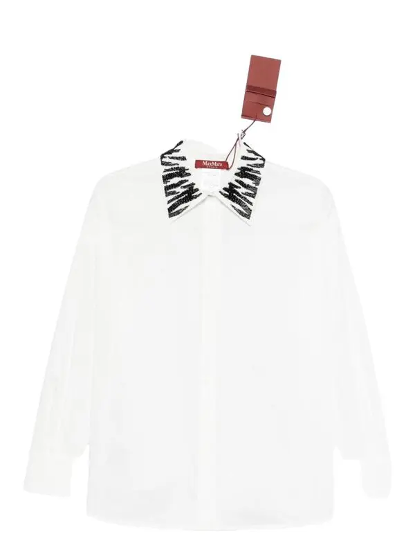 Max Mara Printed Collar Cotton Shirt - White