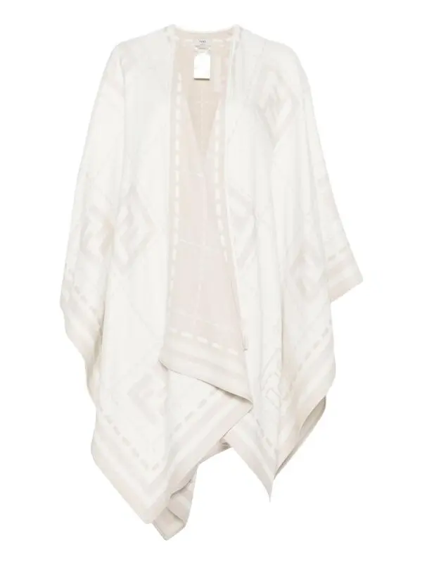 Fendi Ff Wool Poncho - White