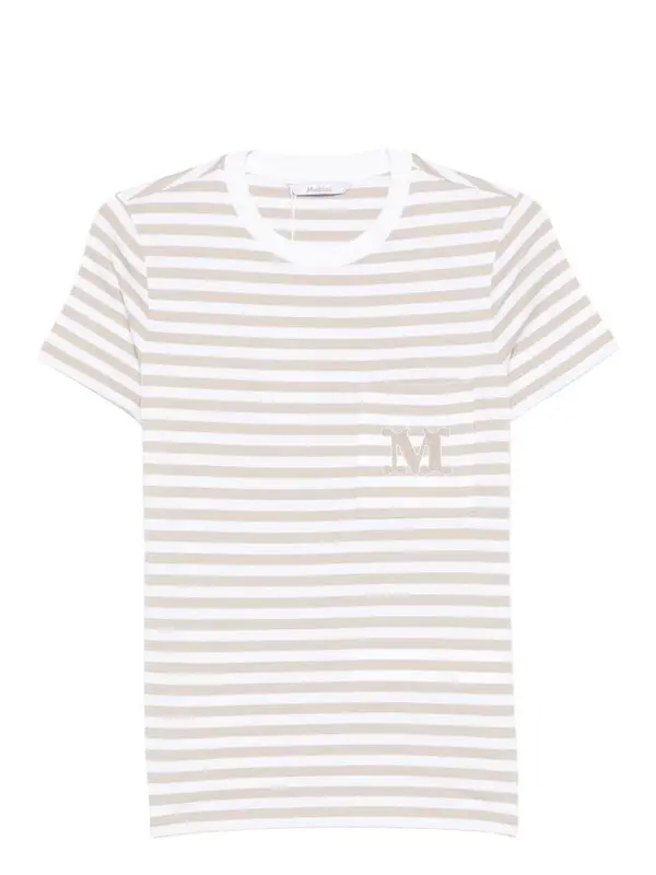 Max Mara Striped Cotton T-shirt - Beige