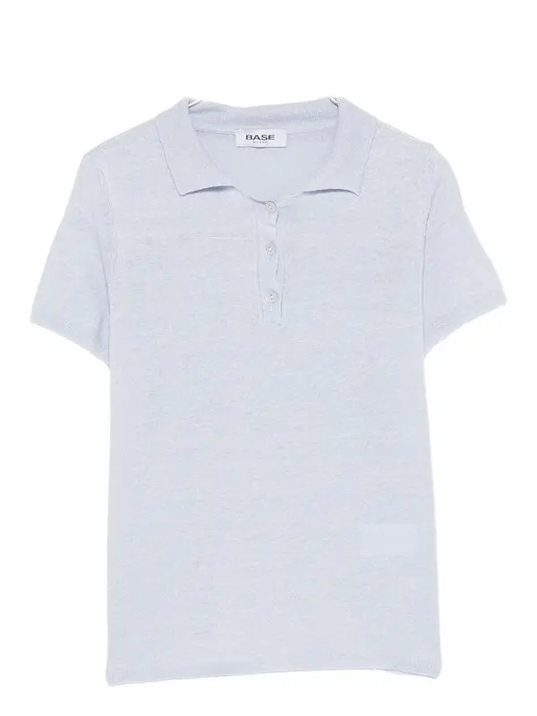 BASE Linen And Cotton Blend Polo Shirt - Sky Blue