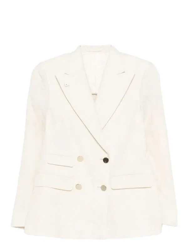 L.B.M. 1911 Linen Blend Double-breasted Jacket - White