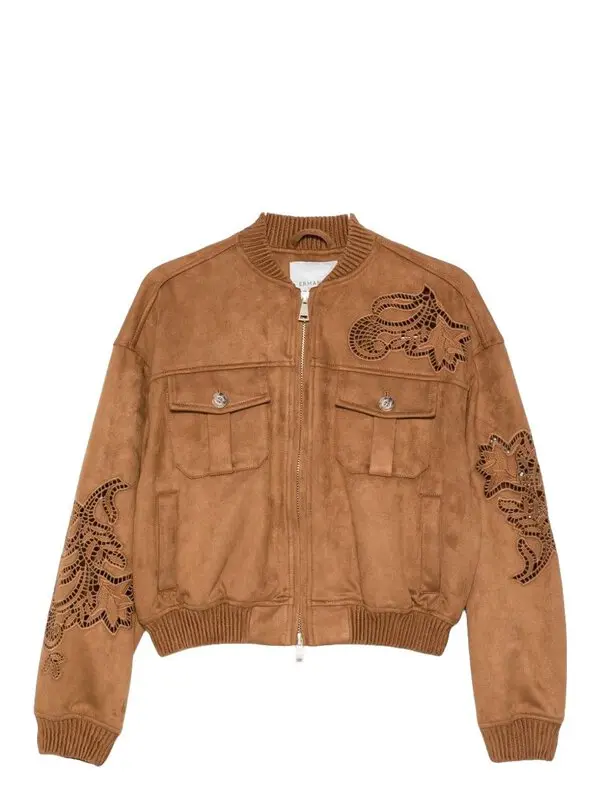 Ermanno Scervino Suede Leather Effect Bomber Jacket - Brown