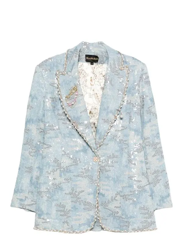 MINIME PARIS Printed Single-breasted Jacket - Sky Blue