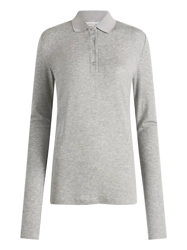 ENTIRE STUDIOS Long Sleeve Polo - Silver Grain