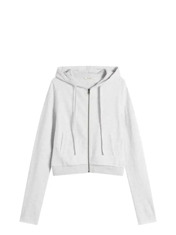 ENTIRE STUDIOS Lightweight Crop Zip-up Hoodie - Heather Grey