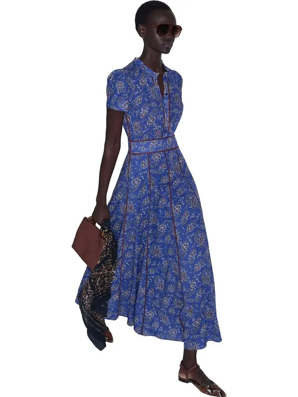 ME+EM Printed Fit & Flare Maxi Dress - Blue Multi