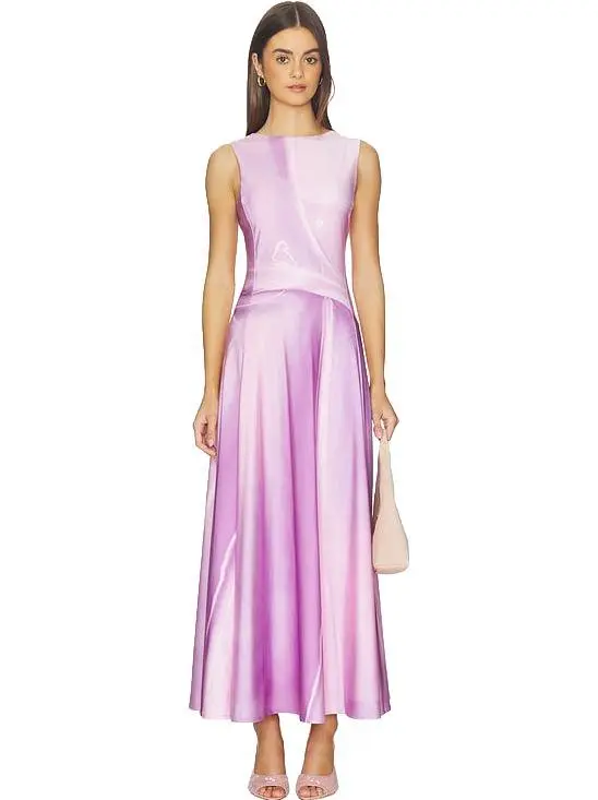 KATE BARTON Illusion Print Liquid Maxi Dress - Pink
