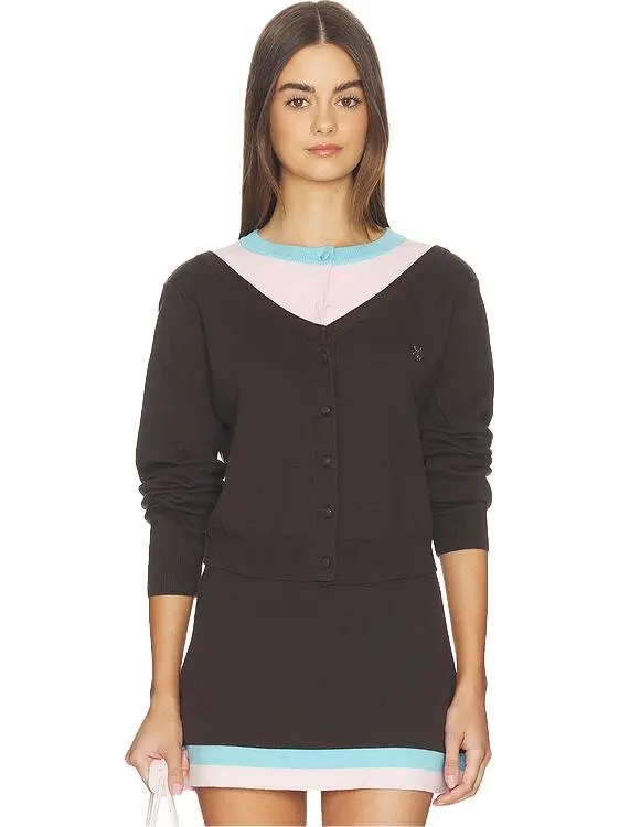 KATE BARTON Illusion Layered Cardigan - Chocolate