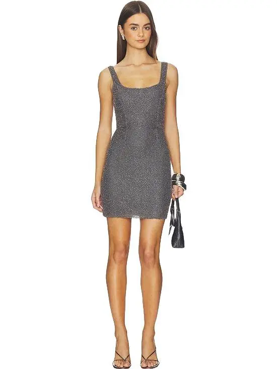 L'Agence Inori Beaded Mini Dress - Charcoal