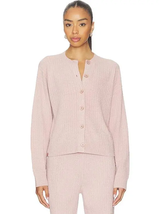 Barefoot Dreams Cozychic Ultra Lite Textured Rib Cardigan - Blush