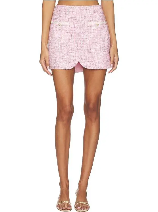 Amanda Uprichard Caligari Tweed Skirt - Pink