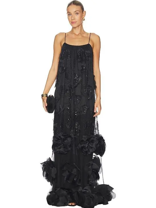 Delfi Sequin Embellished Gown - Black