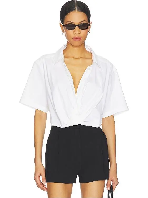 A.L.C. Lily Cropped Poplin Shirt - White