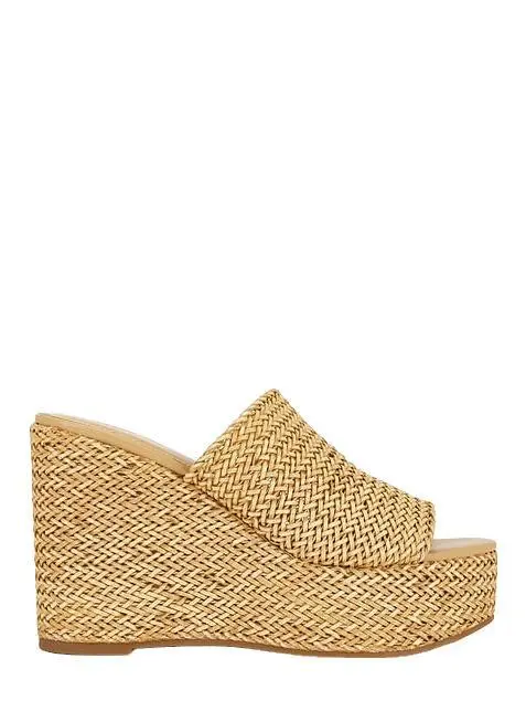 Steve Madden Cassi Woven Wedge Platform Sandals - Neutral