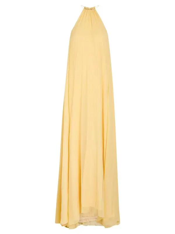 DELOS Luna Draped Silk-georgette Maxi Dress - Gold