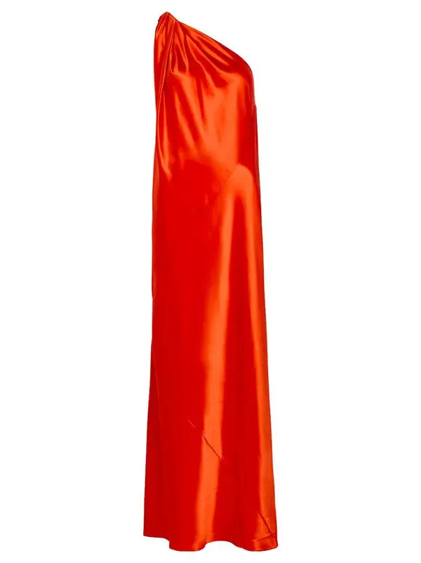 DELOS Draped Silk Maxi Dress - Red
