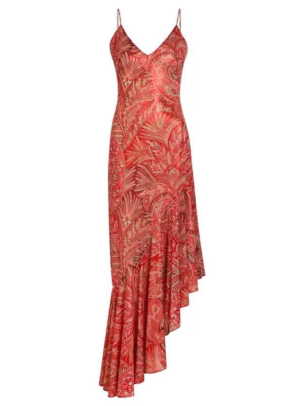 Etro Printed Asymmetric Chiffon Maxi Dress - Multicoloured