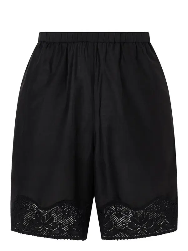 Alix Of Bohemia Tillie Prima Cotton And Silk-blend Straight-leg Shorts - Black