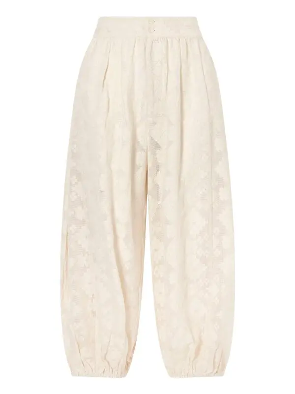 Alix Of Bohemia Margot Tetris Cotton-lace Tapered Pants - Neutrals