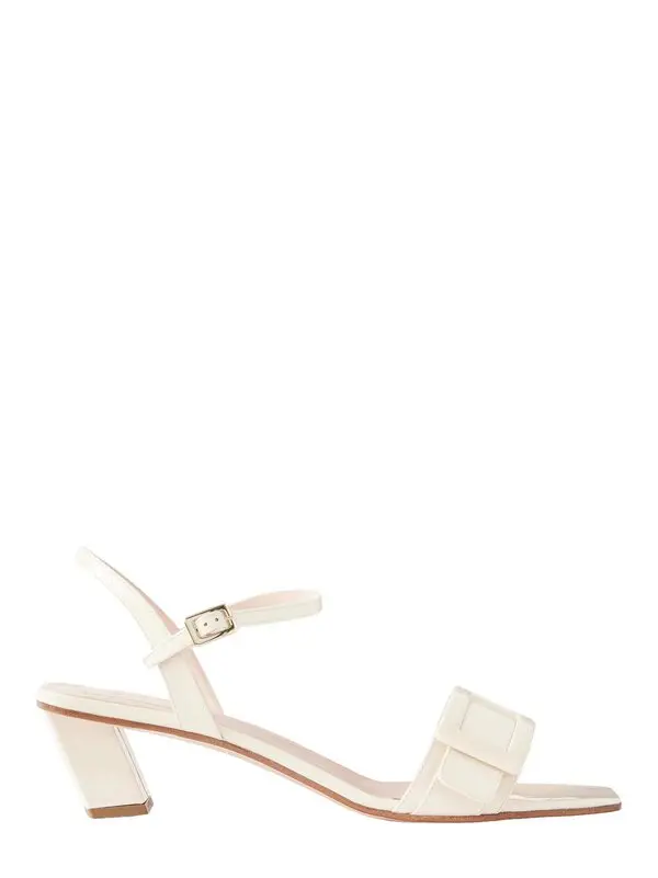 ROGER VIVIER Belle Vivier Buckled Patent Leather Sandals - Neutrals