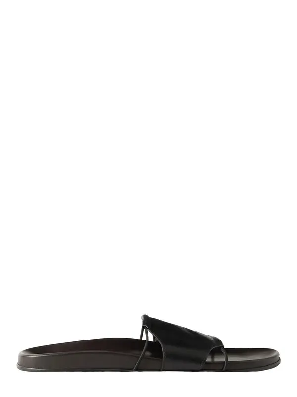 THE ROW Vivienne Leather Slides - Black