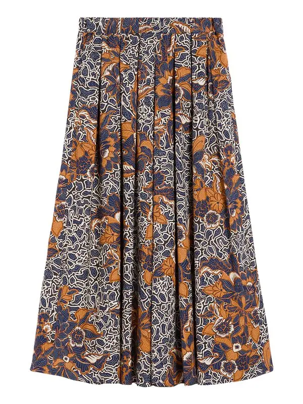 Max Mara Printed Cotton Midi Skirt - Blue