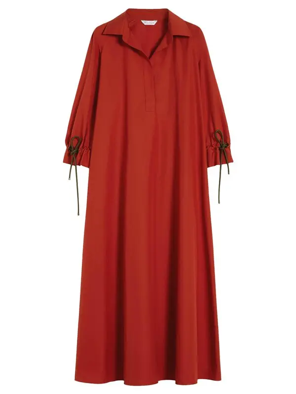 Max Mara Cotton Poplin Midi Shirt Dress - Red